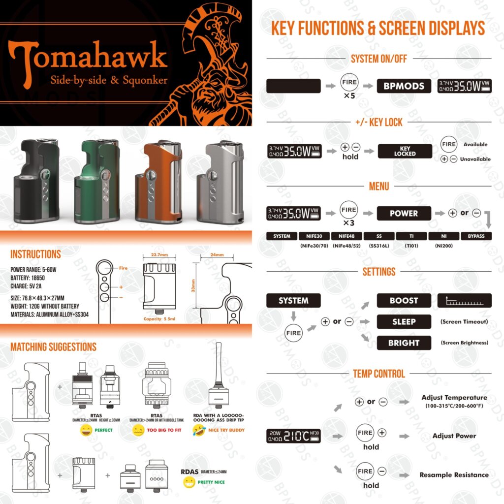 TOMAHAWK SBS & SQUONKER BOX MOD | BP MODS | STARK
